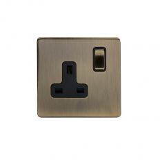 Antique Brass 1 Gang Socket with Black Insert - The Soho Lighting Company