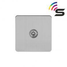 Soho Lighting Brushed Chrome Flat Plate 1 Gang 150W Smart Toggle Switch ...