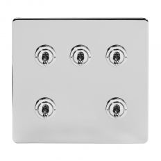Polished Chrome 5 Gang Toggle Switch | 5 Screwless Toggle - The Soho ...