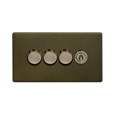 Bronze 4 Gang Switch with 3 Dimmers | 4 Gang dimmer Toggle combo - The ...