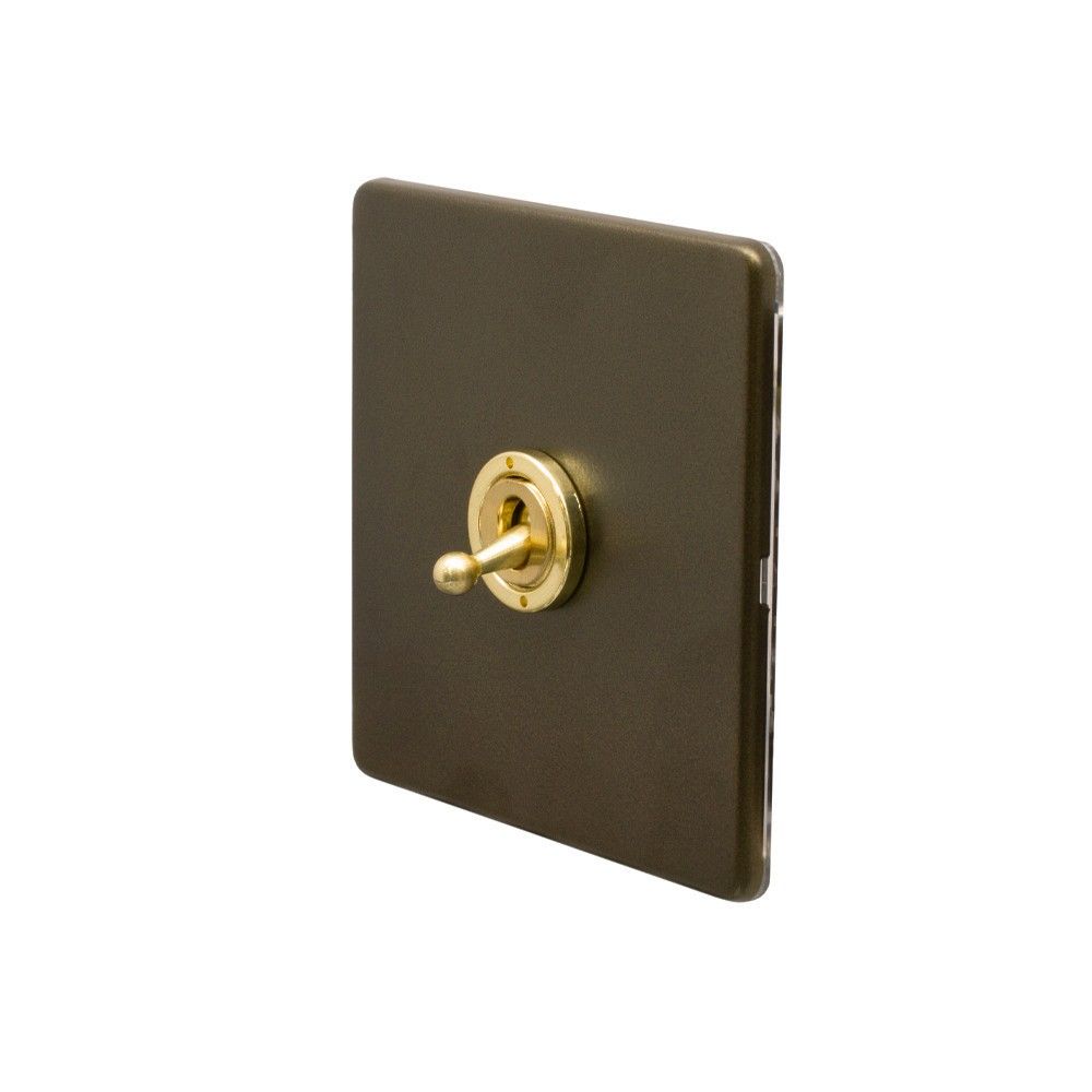 Soho Fusion Bronze & Brushed Brass 20A 1 Gang 2 Way Toggle Switch Black ...