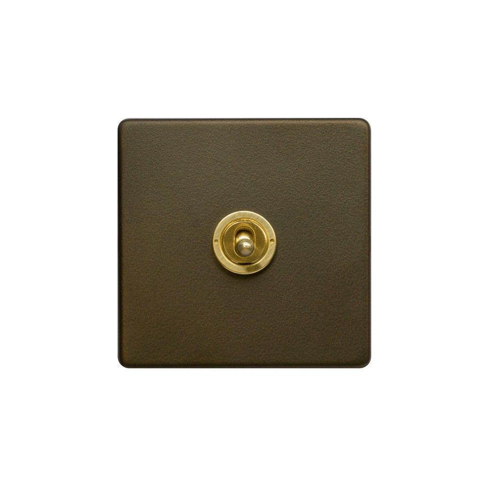 Soho Fusion Bronze & Brushed Brass 20A 1 Gang 2 Way Toggle Switch Black ...