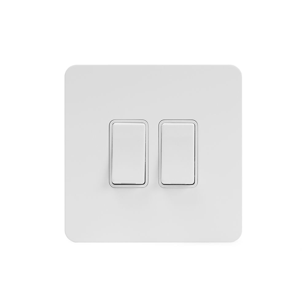 The Eldon Collection Flat Plate White Metal 2 Gang Intermediate Switch ...
