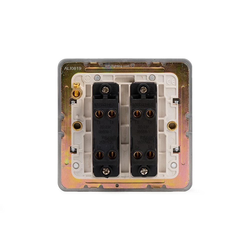 The Eldon Collection Flat Plate White Metal 2 Gang Intermediate Switch ...