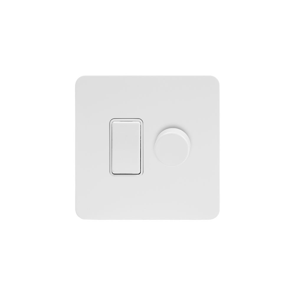 Soho Lighting White Metal dimmer and rocker switch combo Screwless ...
