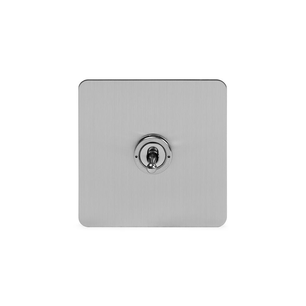 Soho Lighting Brushed Chrome Flat Plate 1 Gang Retractive Toggle Switch ...