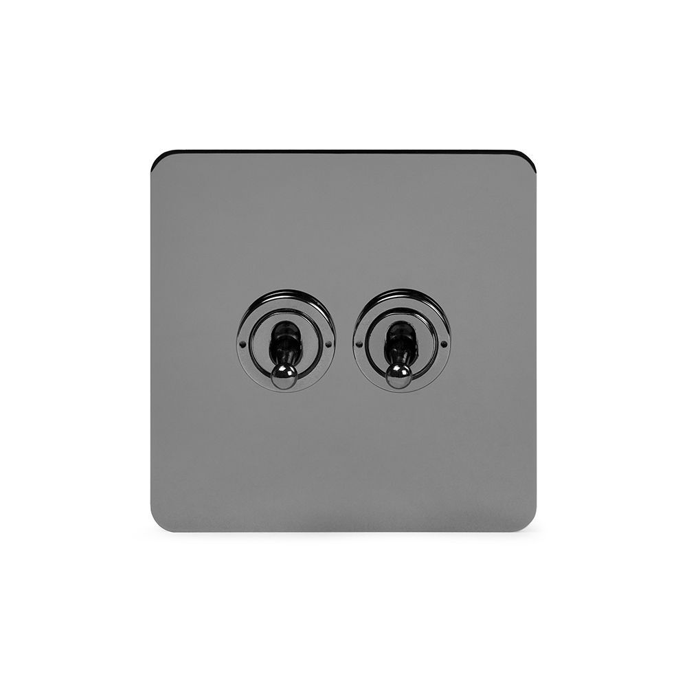 Soho Lighting Black Nickel Flat Plate 2 Gang Retractive Toggle Switch ...