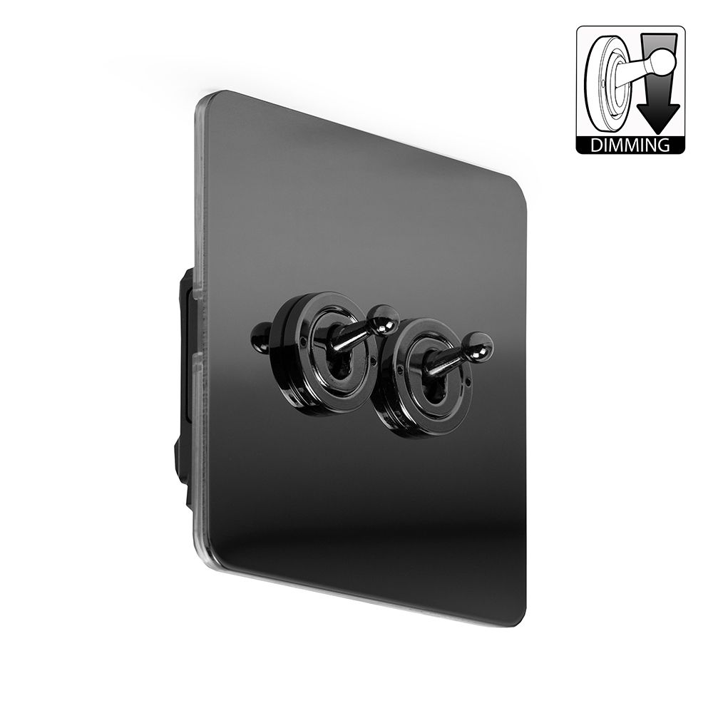 Soho Lighting Flat Plate Black Nickel 2 Gang Dimming Toggle Switch ...