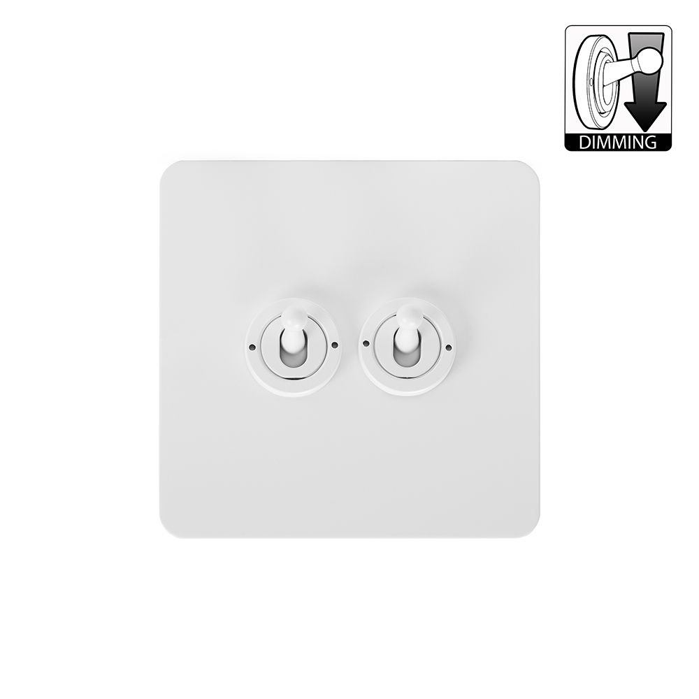 Soho Lighting Flat Plate White Metal 2 Gang Dimming Toggle Switch - The ...