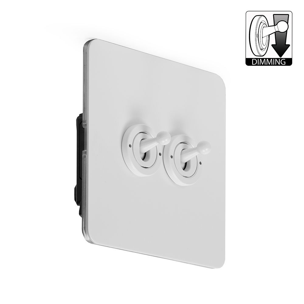 Soho Lighting Flat Plate White Metal 2 Gang Dimming Toggle Switch - The ...