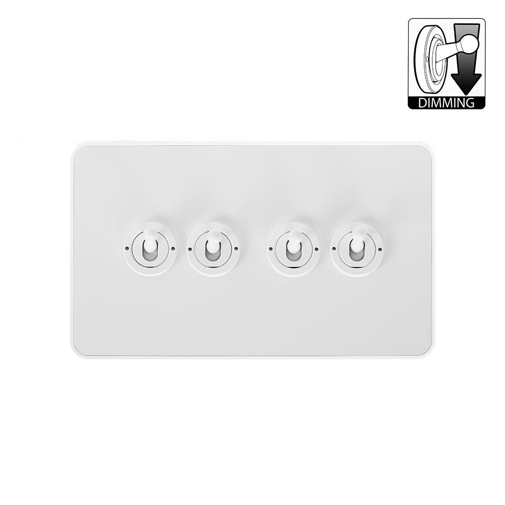 Soho Lighting Flat Plate White Metal 4 Gang Dimming Toggle Switch - The ...