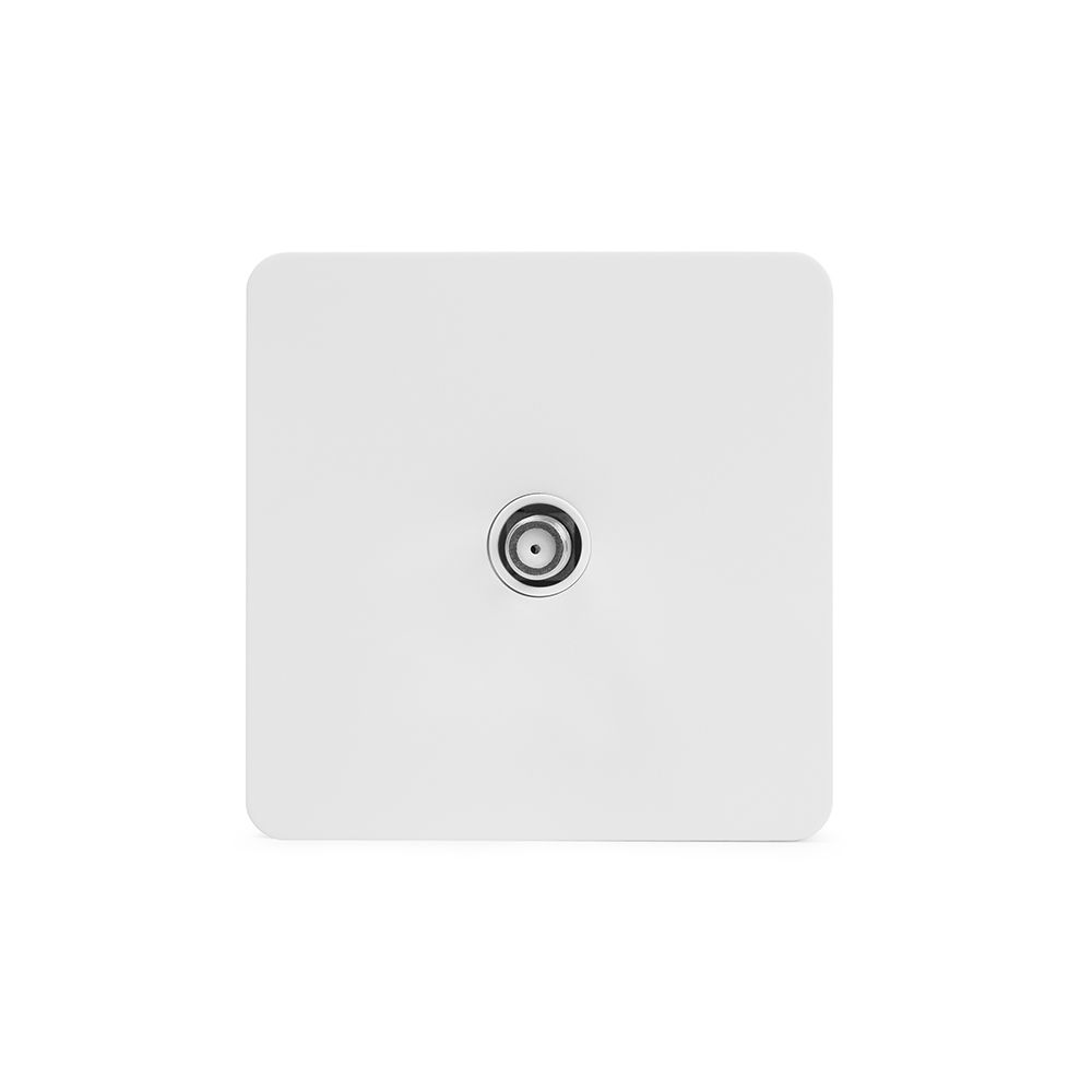 The Eldon Collection Flat Plate White Metal 1 Gang Satellite Socket Wht ...