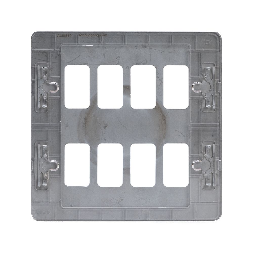 The Eldon Collection Flat Plate White Metal 8 Gang Grid Plate Screwless ...