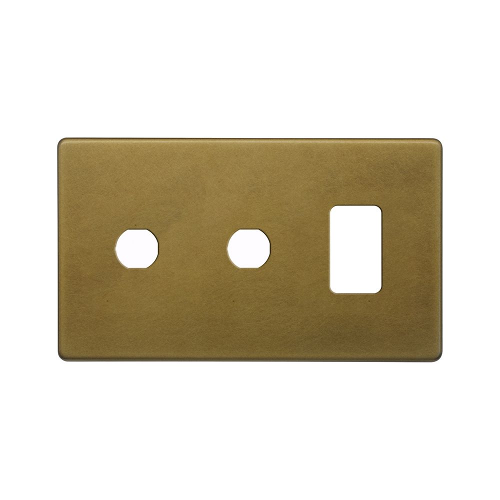 Soho Lighting Old Brass 3 Gang 1RM+2CM Dual Module Grid Switch Plate ...