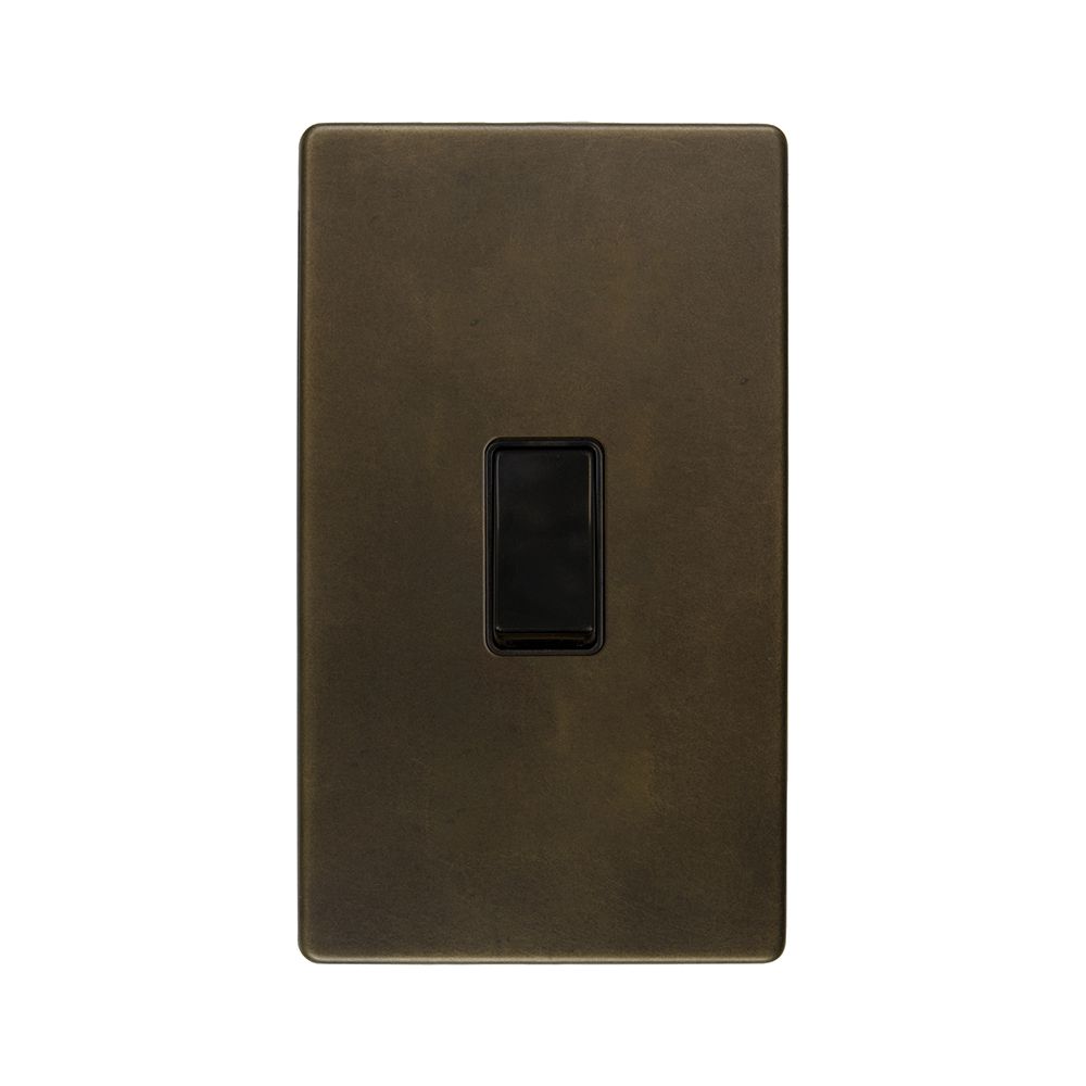 Soho Lighting Vintage Brass 45A 1 Gang Double Pole Switch, Large Plate ...