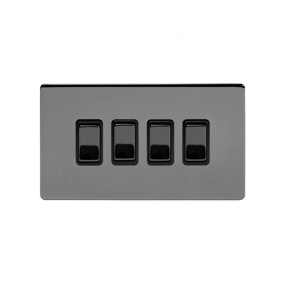 Soho Lighting Black Nickel 4 Gang Switch With 1 Intermediate (3 x 2 Way ...