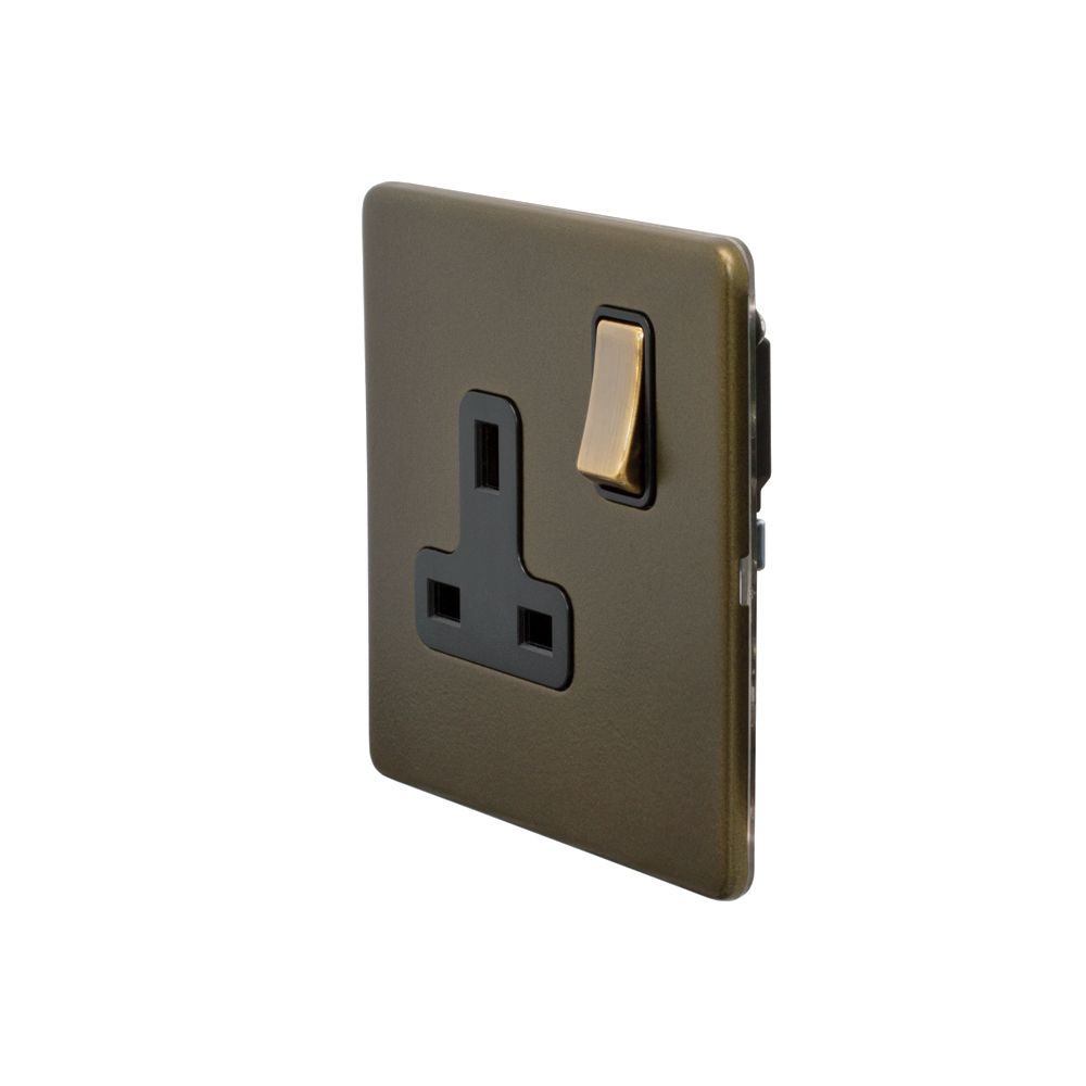 Soho Lighting Bronze 13A 1 Gang Switched Socket, DP Black Inserts ...