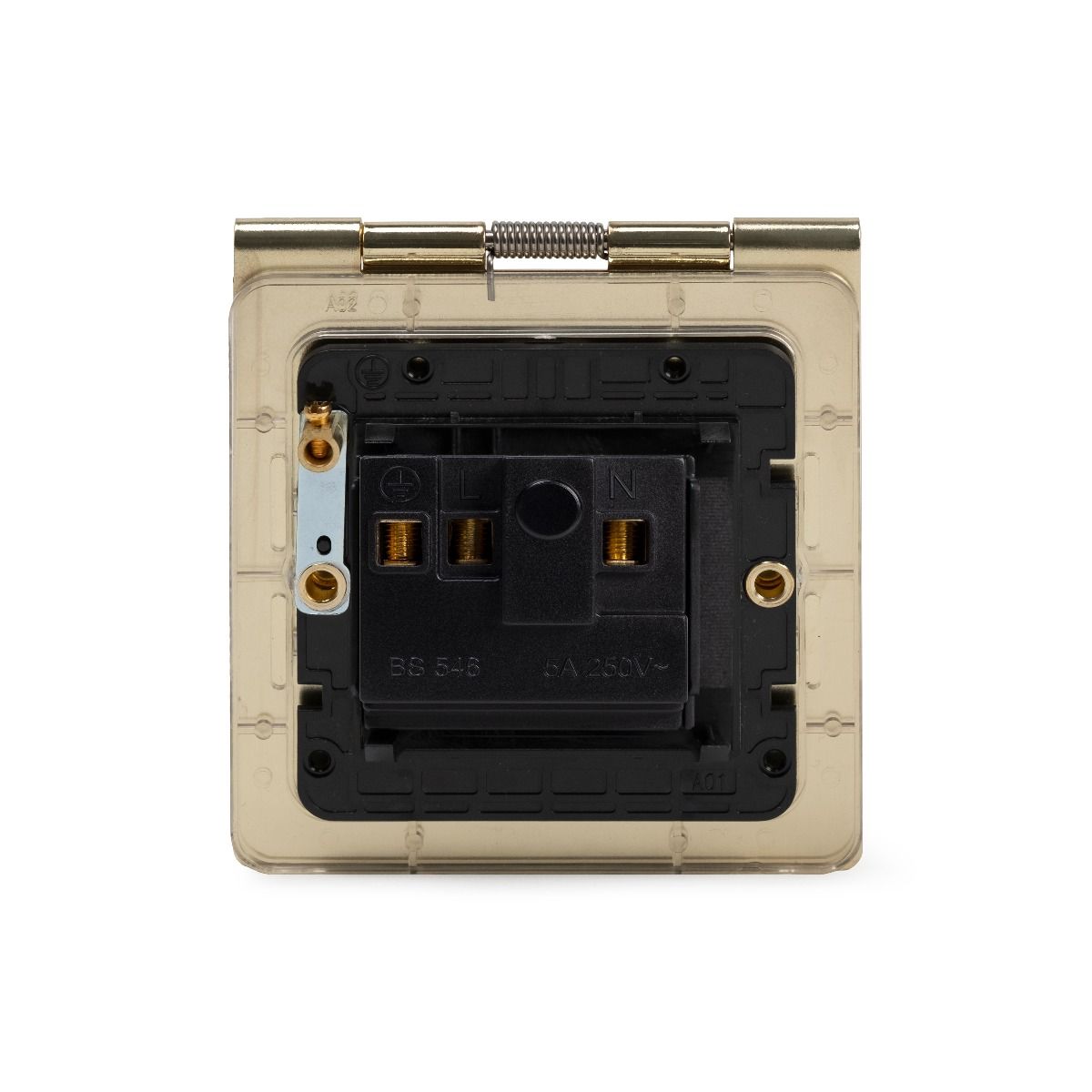 5A 1Gang Euro Module Floor Socket Brushed Brass - The Soho Lighting Company