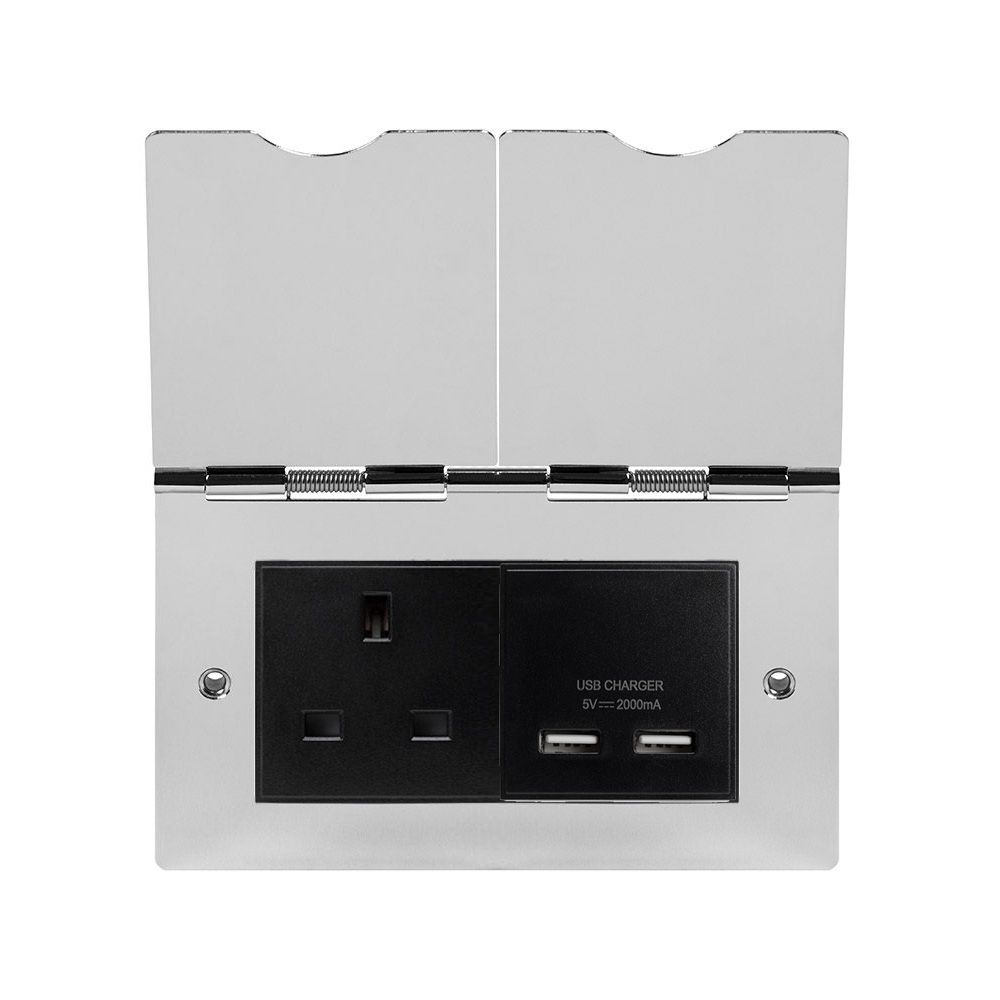 Soho Lighting Polished Chrome Screwless Double Floor Outlet 13Amp ...