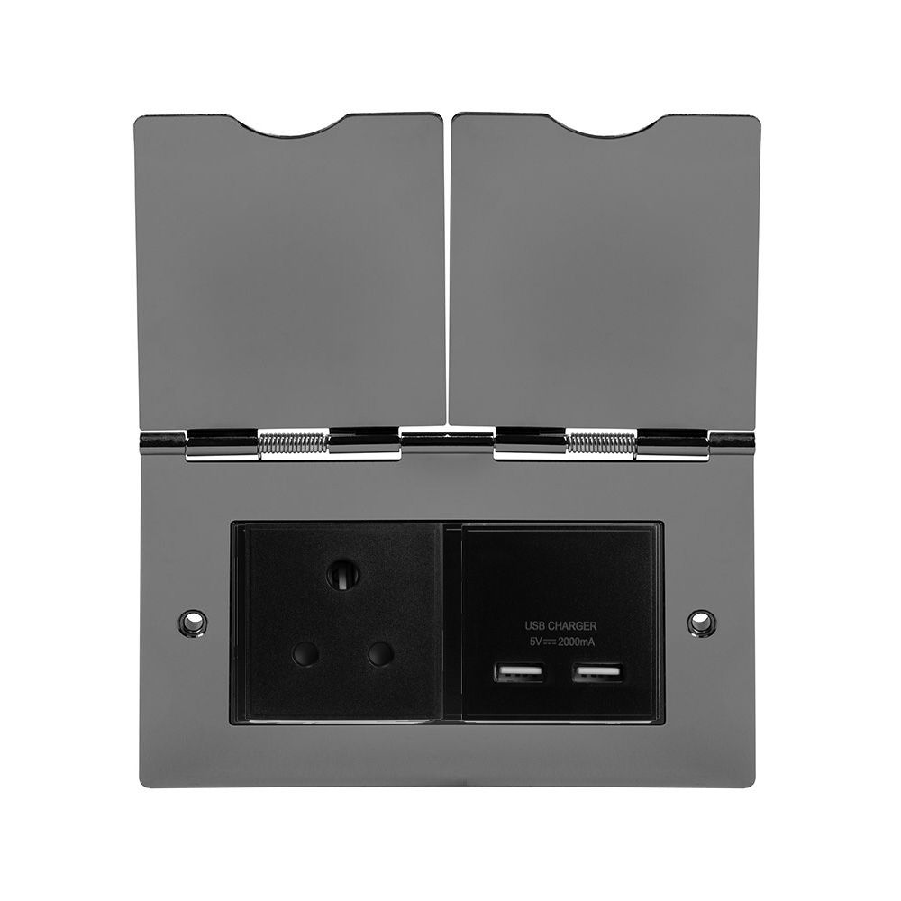 Soho Lighting Black Nickel Screwless Double Floor Outlet 5Amp Socket ...