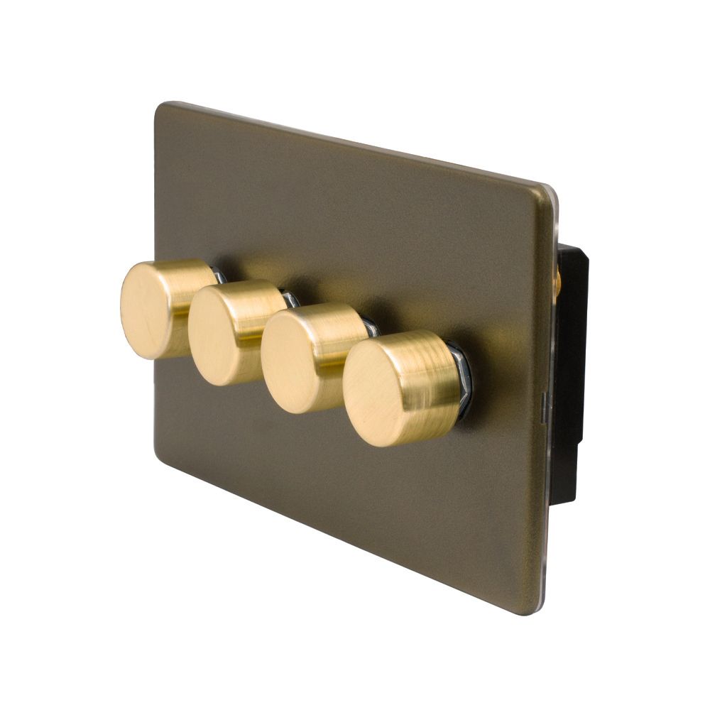 Soho Fusion Bronze & Brushed Brass 250W 4 Gang 2 Way Trailing Dimmer ...