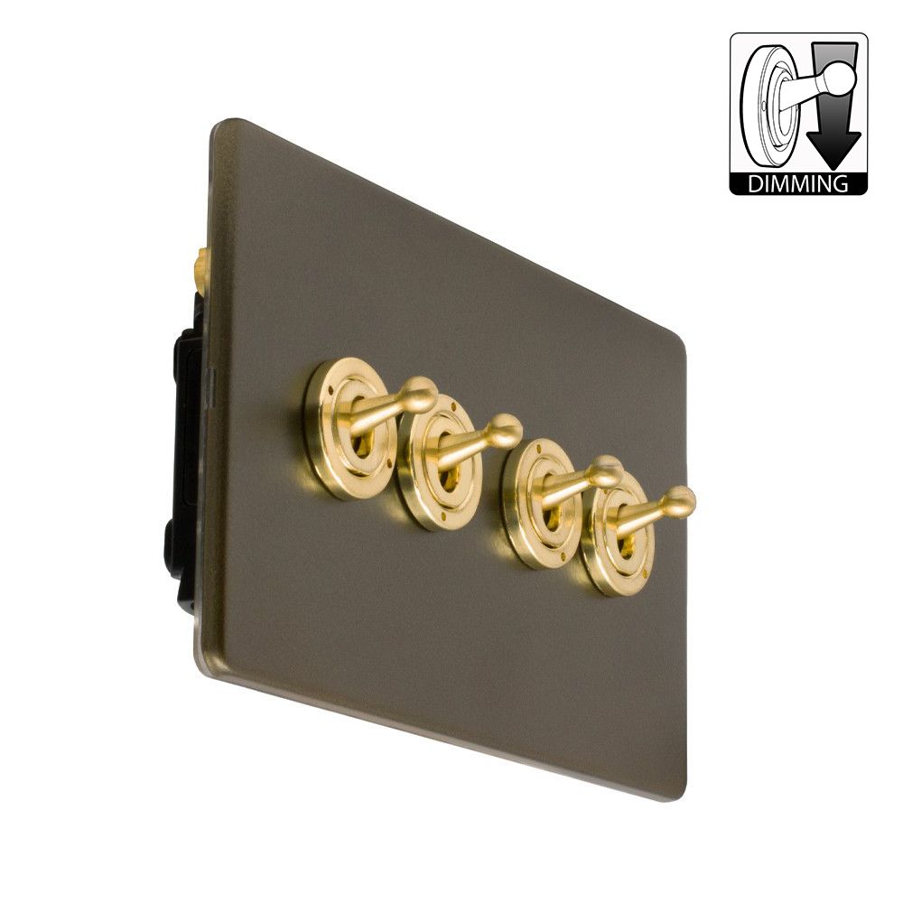 Soho Lighting Fusion Bronze & Brushed Brass 4 Gang Dimming Toggle ...