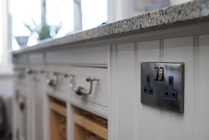 Antique Brass Double Socket | Antique Brass 2 Gang Socket with Black ...