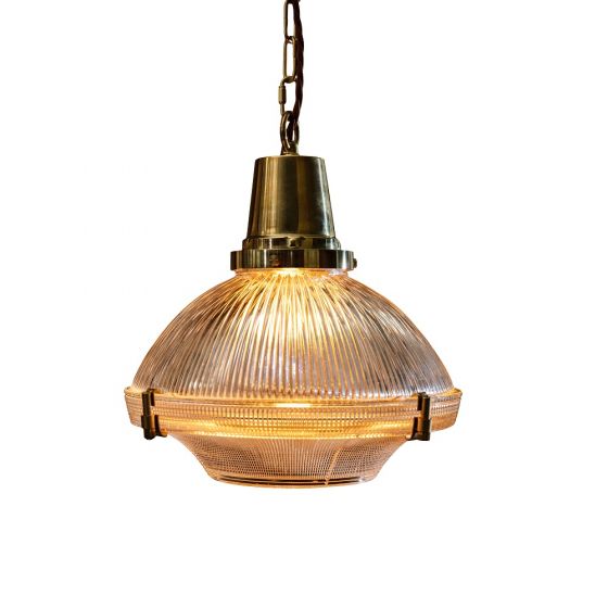 Hollen Brass Brimmed Dome Pendant Light - The Soho Lighting Company