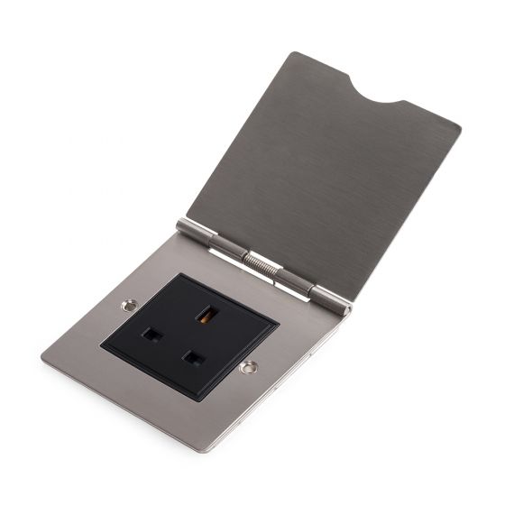 Brushed Chrome 1 Gang EuroMod Floor Socket | 13A 1Gang Euro Module ...