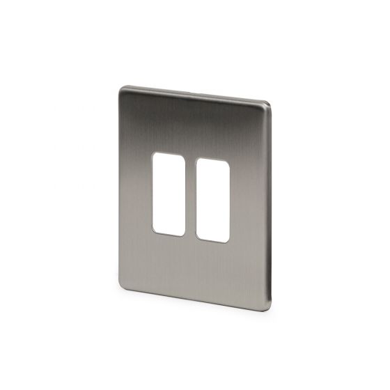 Soho Lighting Brushed Chrome 2 Gang Grid Plate - The Soho Lighting Company