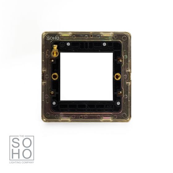 24k Brushed Brass metal Single Data Plate 2 Modules with black insert ...
