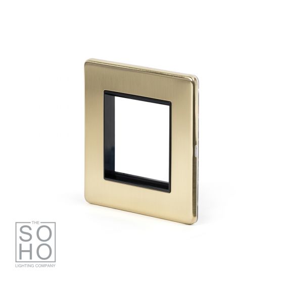 24k Brushed Brass metal Single Data Plate 2 Modules with black insert ...