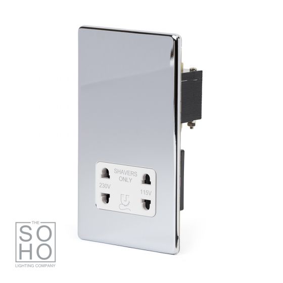 Polished Chrome 1 Gang Shaver Socket with white Insert - The Soho ...
