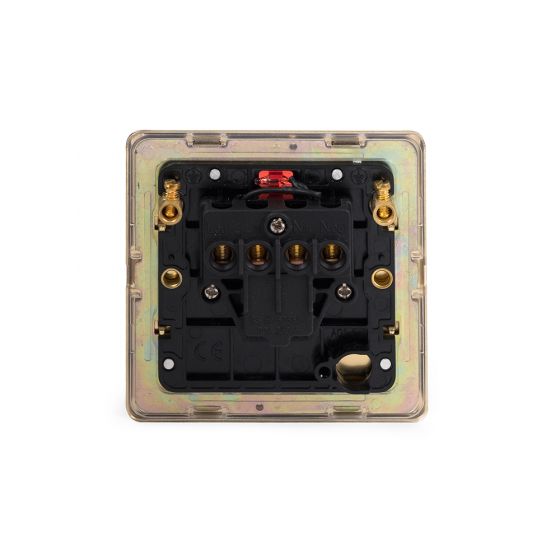 20A 1 Gang Double Pole Switch With Neon. Brushed Brass Black insert ...