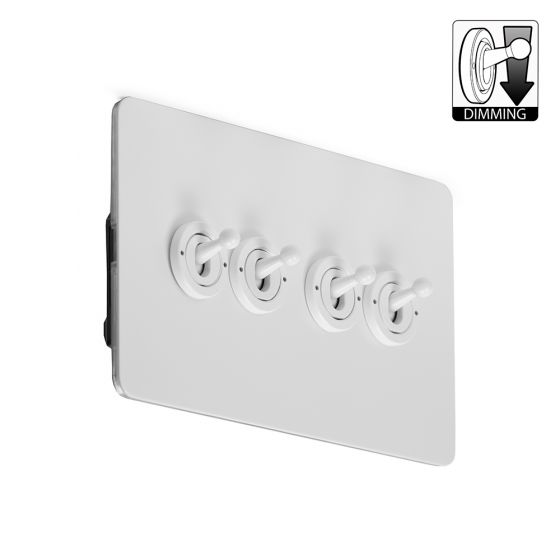 Soho Lighting Flat Plate White Metal 4 Gang Dimming Toggle Switch - The ...